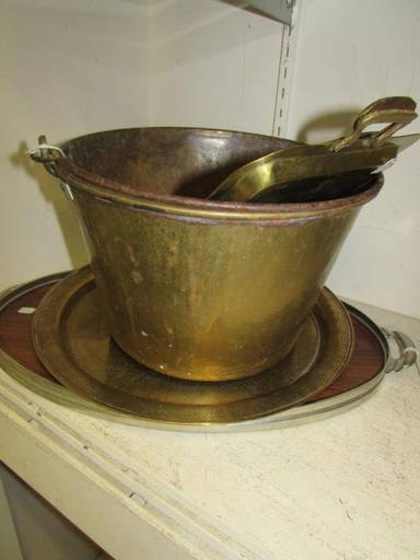 Vintage Brass Ice Bucket And Serving Trays (5)