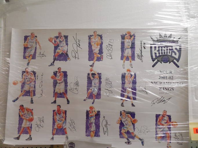 Sacramento Kings 2001 2002 Autographed Poster