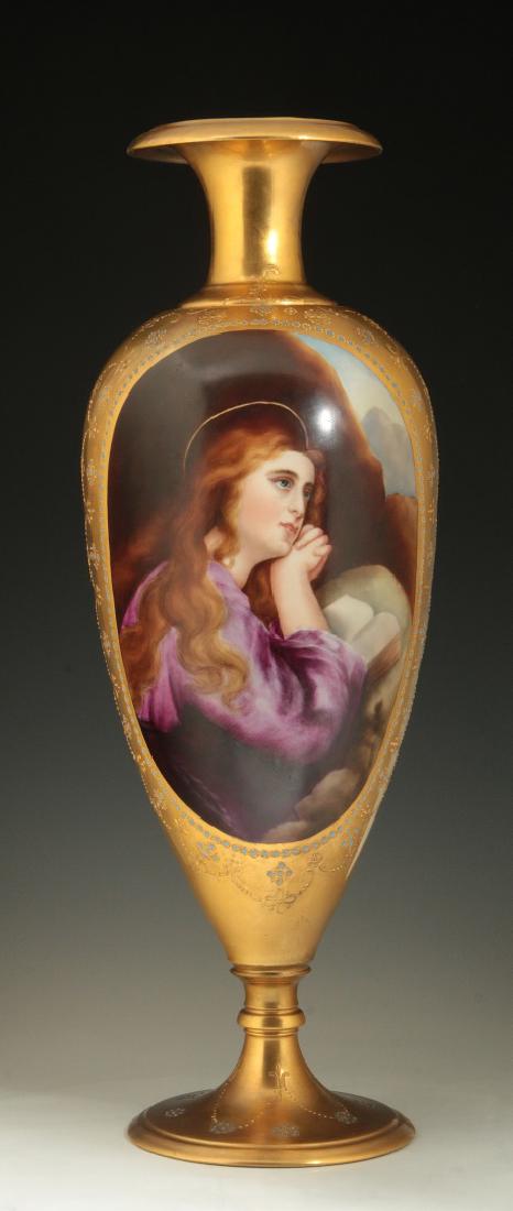 A 21-INCH LIMOGES PORCELAIN BOLTED URN