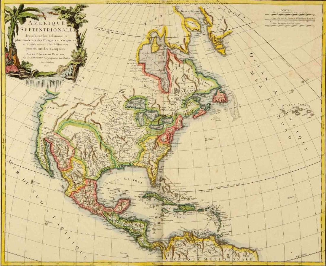 1750 MAP OF THE AMERICAS BY ROBERT DE VAUGONDY