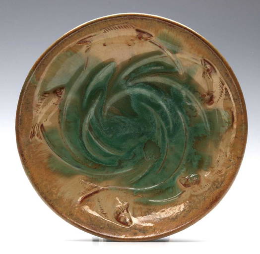 A Restored Circa 1910 Fulper Pottery Bowl With Fis