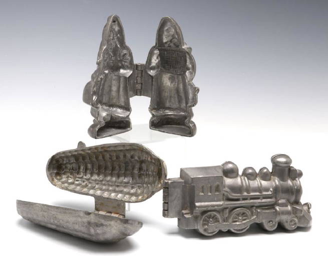 Three Pewter Ice Cream Molds