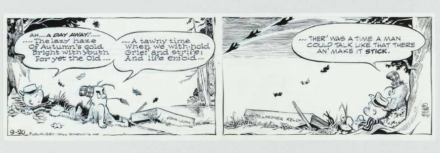 Original Pogo Comic Strip Signed By Walt Kelly, 1967. 5x18.5 Image, 10 ...