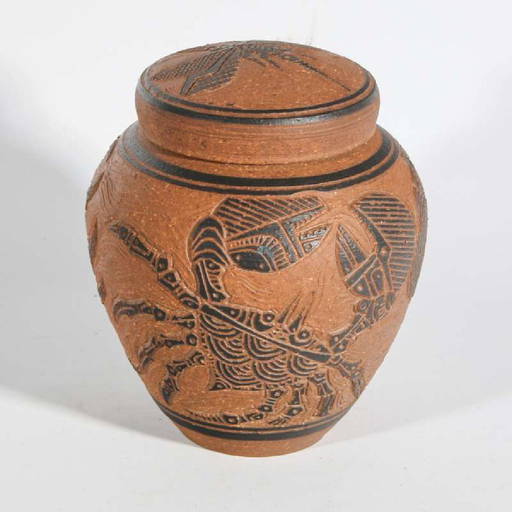 J. Edward Barker Studio Pottery Jar With Crabs