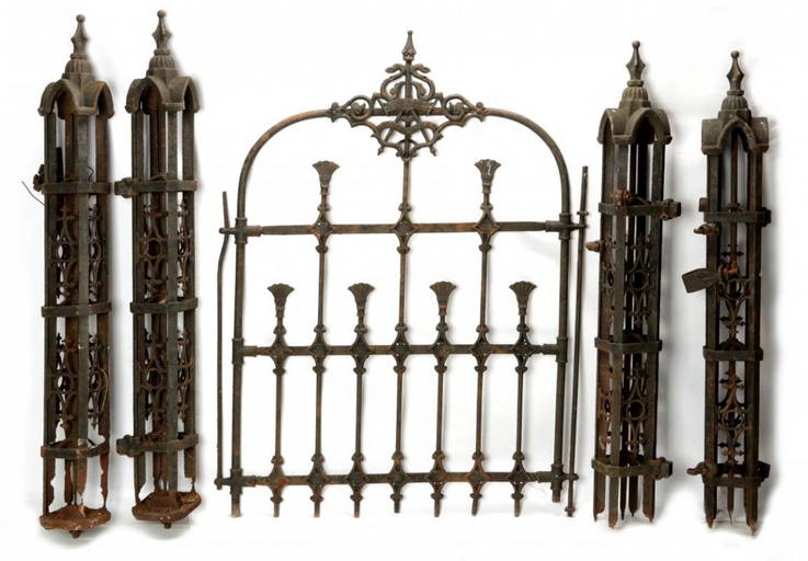 Ornate Victorian Cast Iron Fence, Gates And Posts