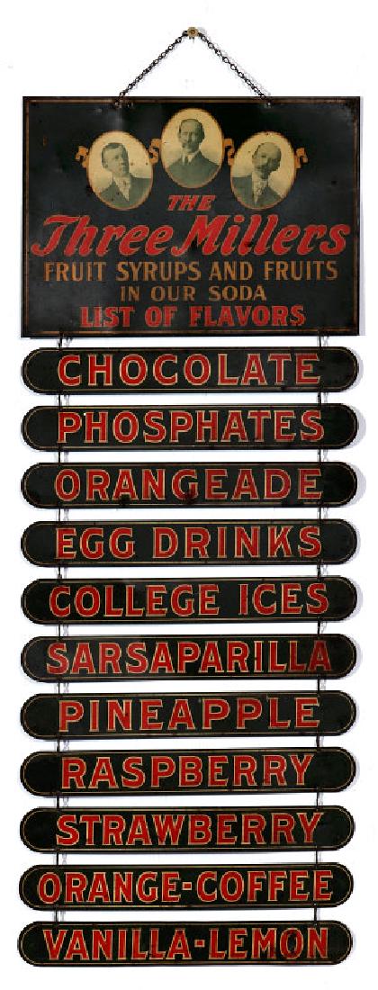 A 12-PC THREE MILLERS SODA FOUNTAIN FLAVORS MENU