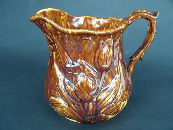Rockingham Figural Tulip Pitcher