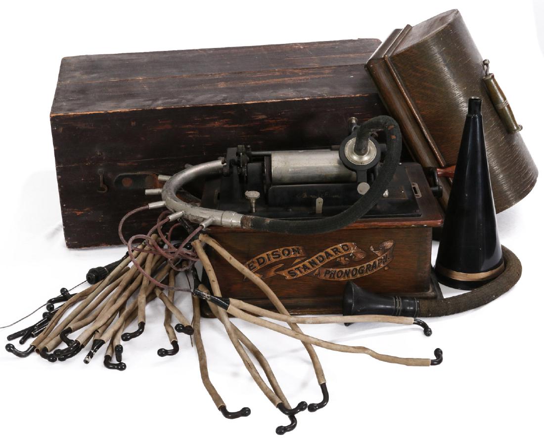 EDISON STANDARD, TAN CYLINDERS IN BOX, HEARING TUBES
