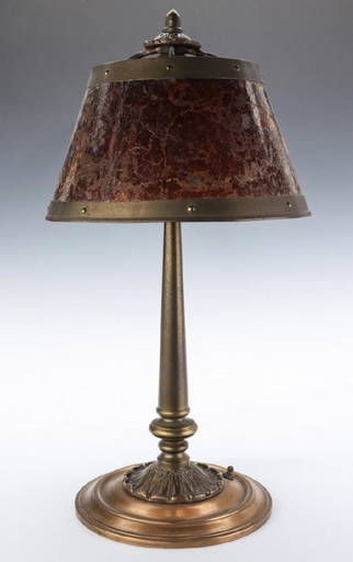 A Pullman Company Table Lamp With Mica Shade