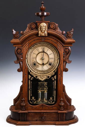 An Ansonia 'monarch' Fancy Walnut Parlor Clock
