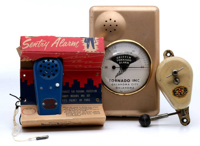 A Collection Of Vintage Home Security Alarms