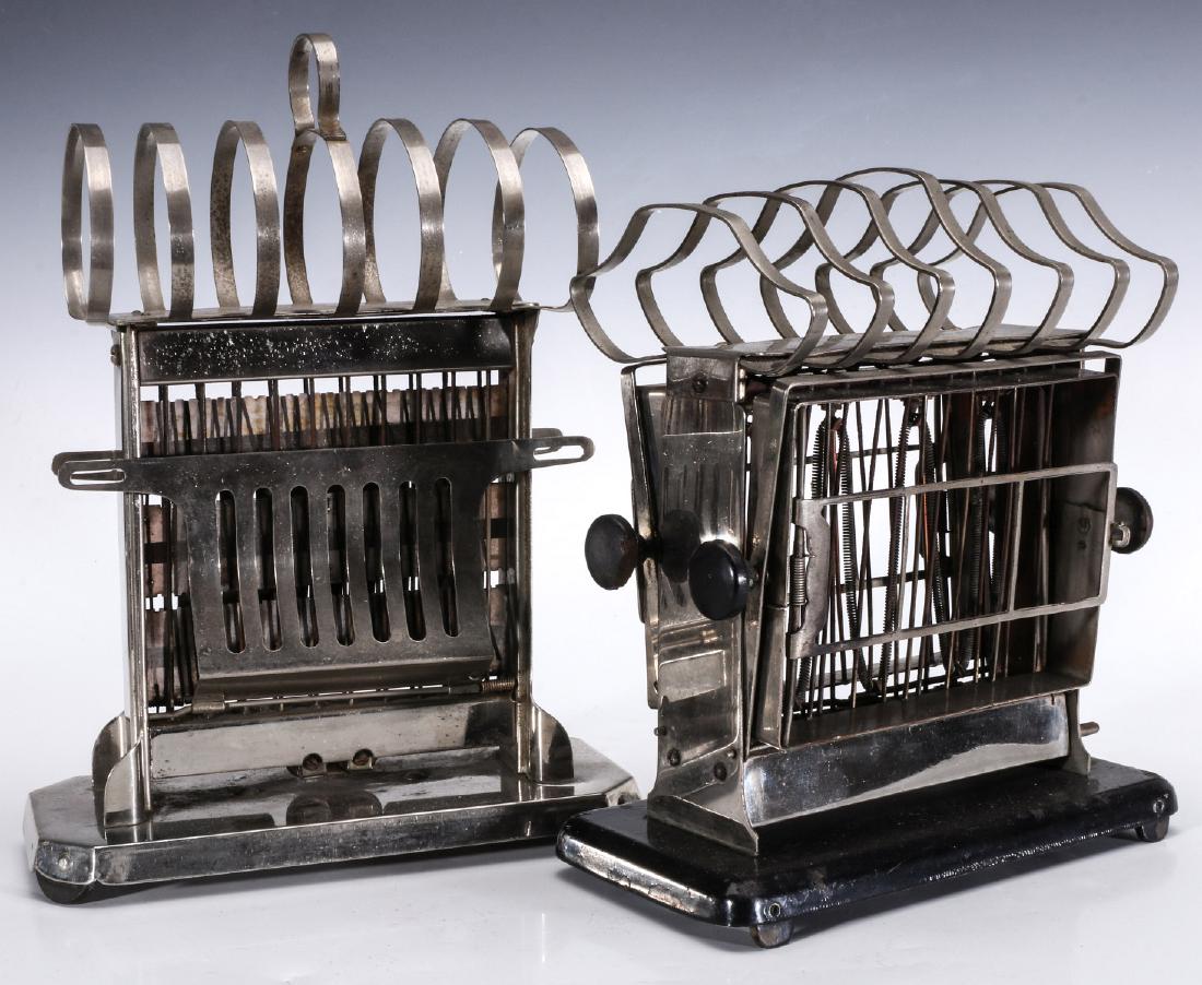 TWO EARLY ELECTRIC TOASTERS WITH UPPER TOAST RACKS