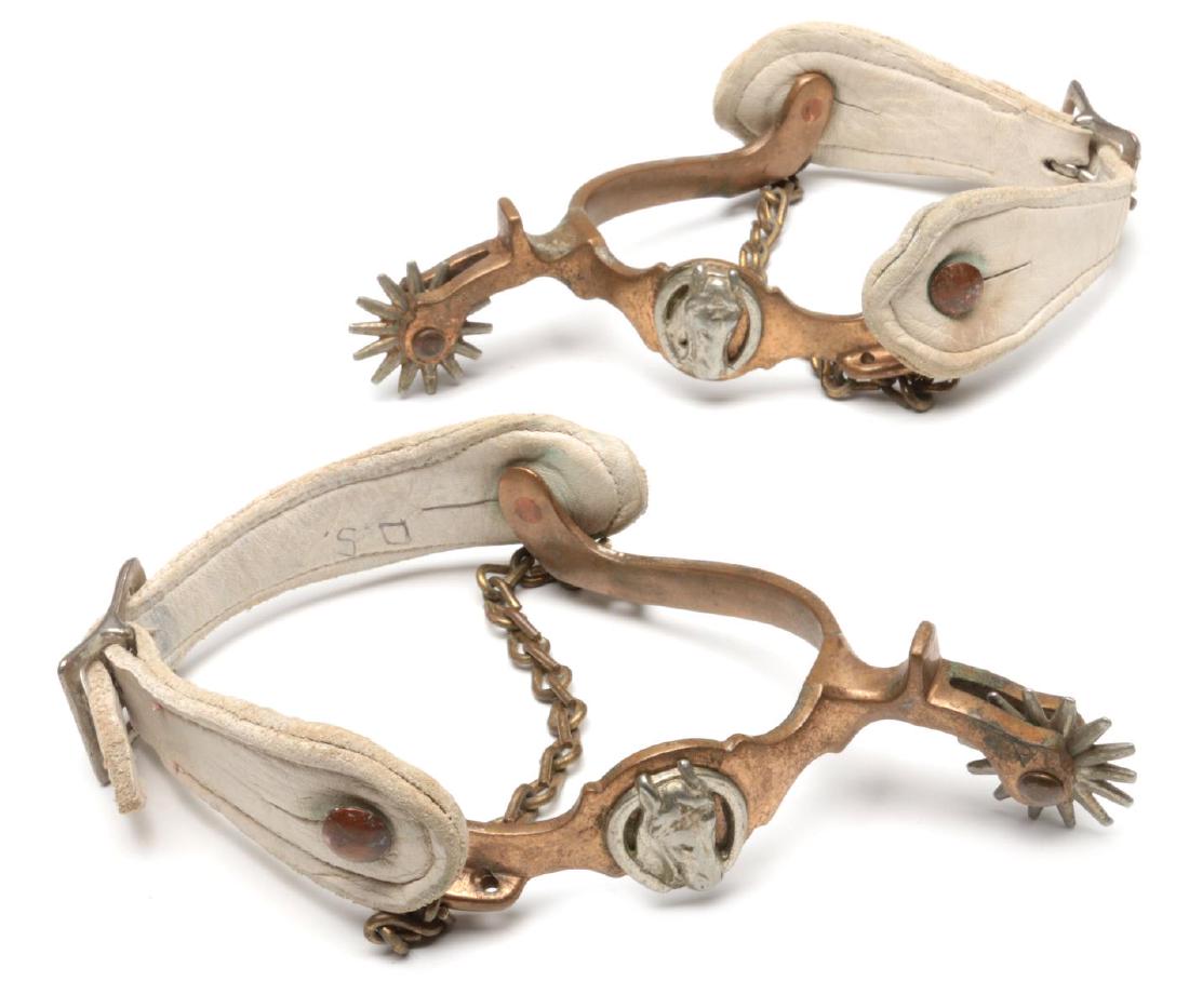 NORTH & JUDD ANCHOR STAMP BRASS SPURS W/HORSEHEAD