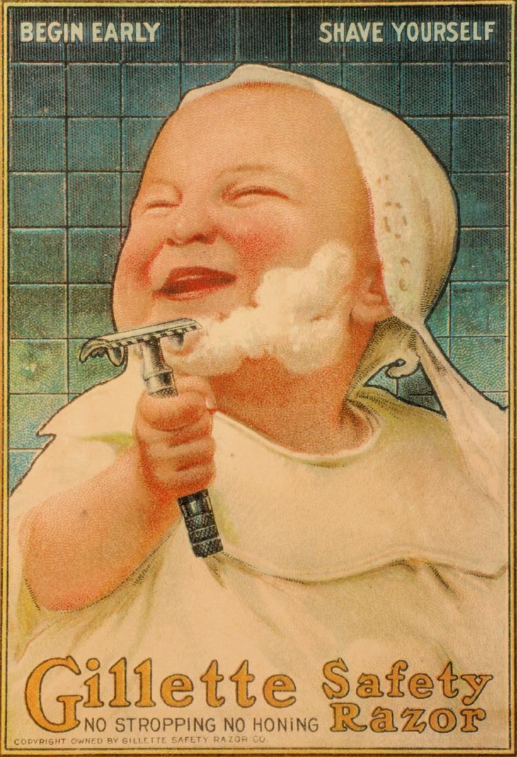 A GILLETTE SAFETY RAZOR ADVERTISING POSTER C. 1910