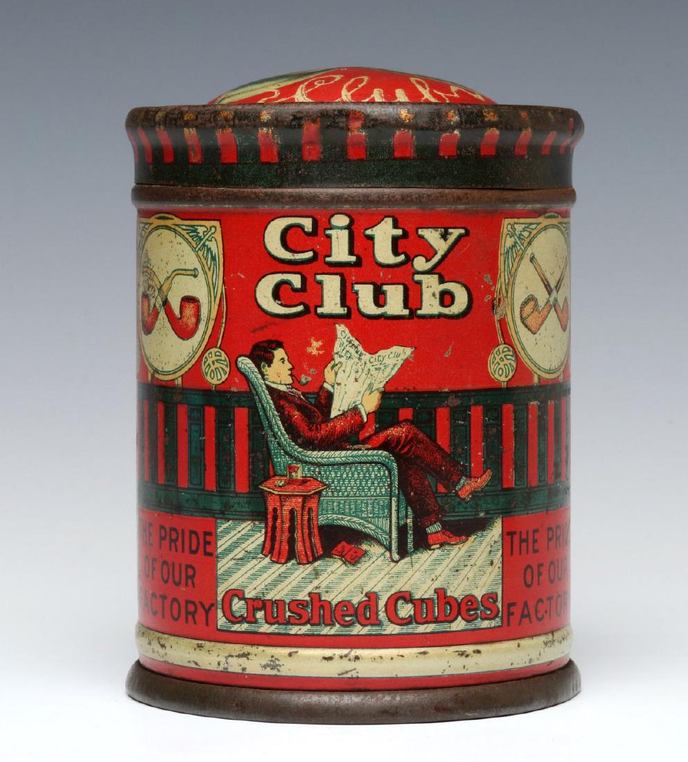 A 'CITY CLUB' BRAND BURLEY TOBACCO CO. CANISTER