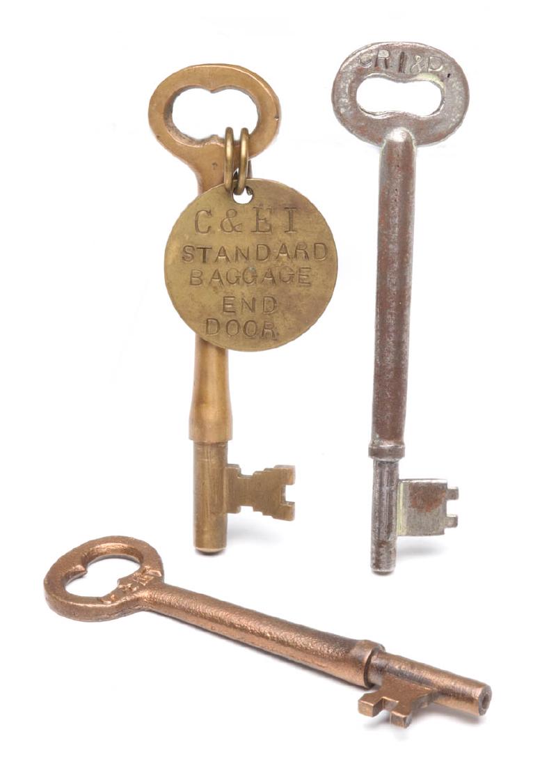 THREE C&EI & CRI&P RAILROAD COACH & CABOOSE KEYS