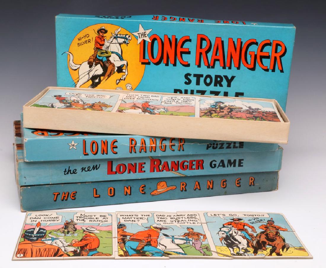 FOUR LONE RANGER BOARD GAME AND STORY PUZZLE SETS