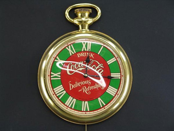 2515: 1980'S COCA-COLA POCKET WATCH CLOCK W/ CHAIN