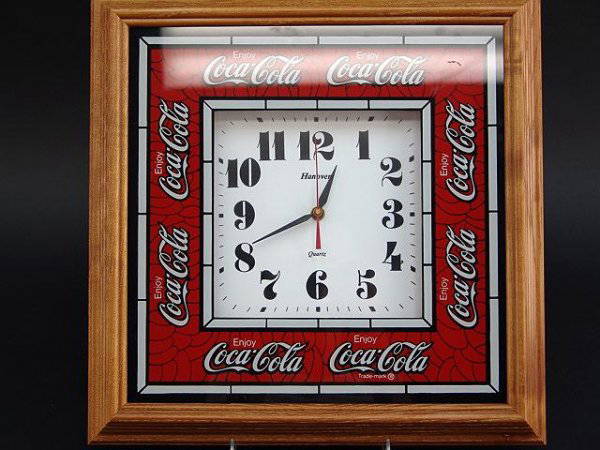 1990's Coca Cola Square Stained Glass Clock