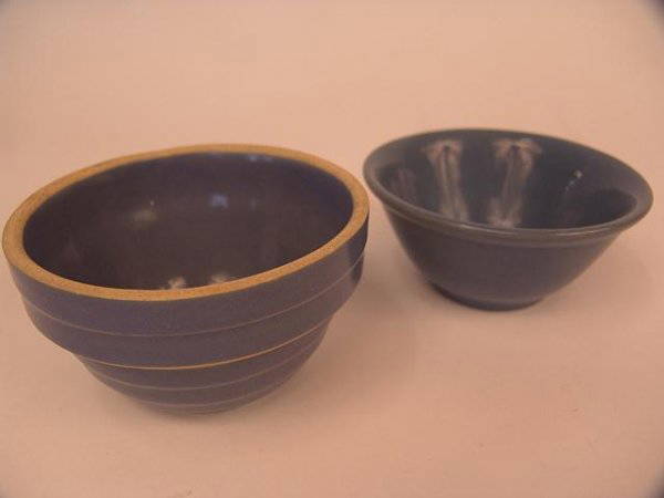 Pair Of Small Blue Crocks