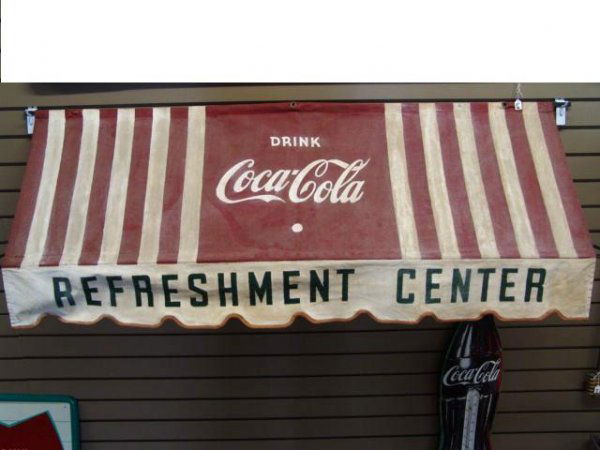548: 1948 COCA-COLA STORE DISPLAY CANVAS AWNING