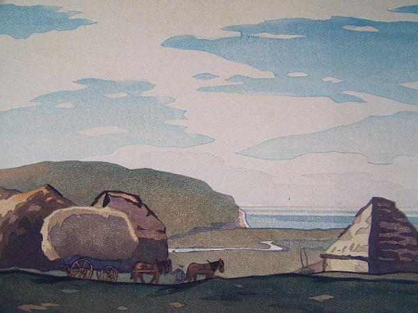 96A: ERIC SLATER (1896- ) COLOR WOODCUT PRINT