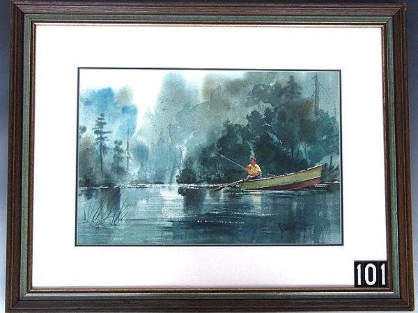 James R. Smith (1898 ) Watercolor Of Fisherman