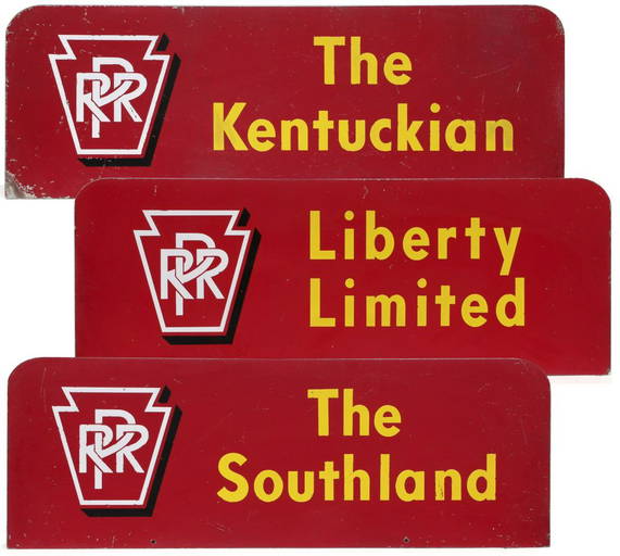 Three Pennsylvania Railroad Painted Metal Gate Signs