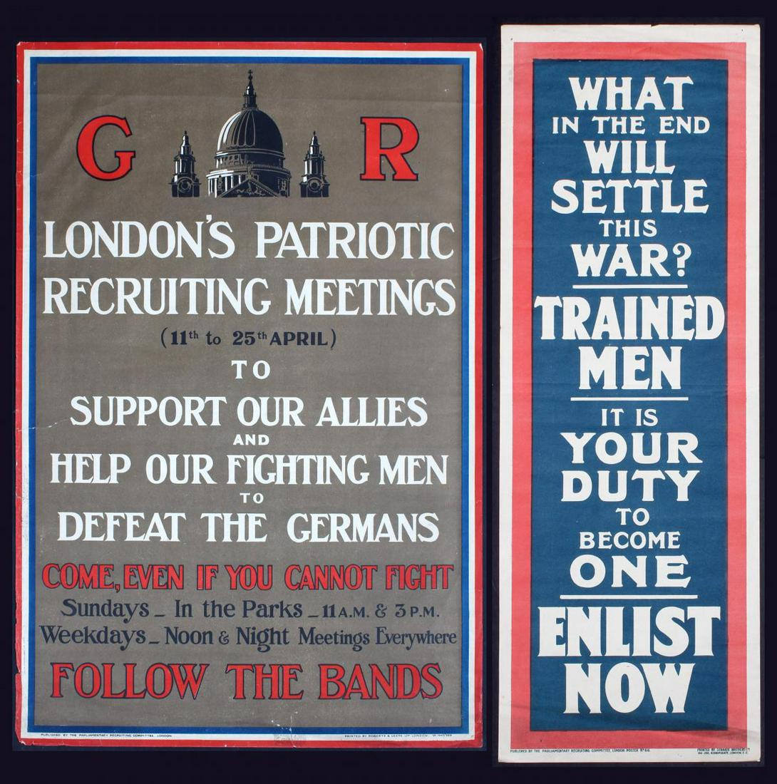 TWO BRITISH WORLD WAR ONE RECRUITING POSTERS - May 30, 2020 | Soulis ...