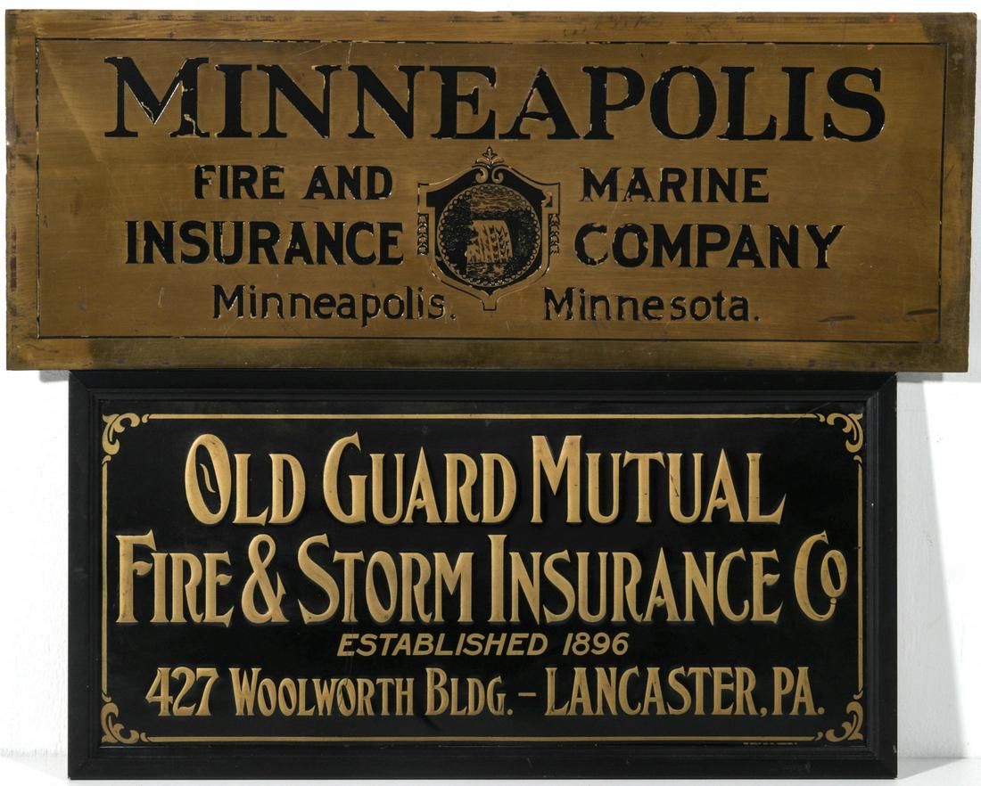 For Auction: TWO GOOD EARLY 20TH CENTURY INSURANCE COMPANY SIGNS (#0669 ...