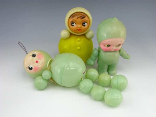 612: 3 VINTAGE CELLULOID DOLLS BABY & ROLY-POLY
