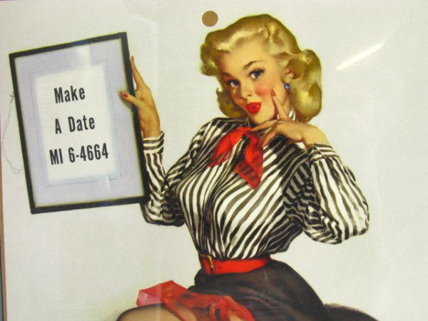 1347: CALENDAR 1957 PIN-UP GIRL, SAMPLE,