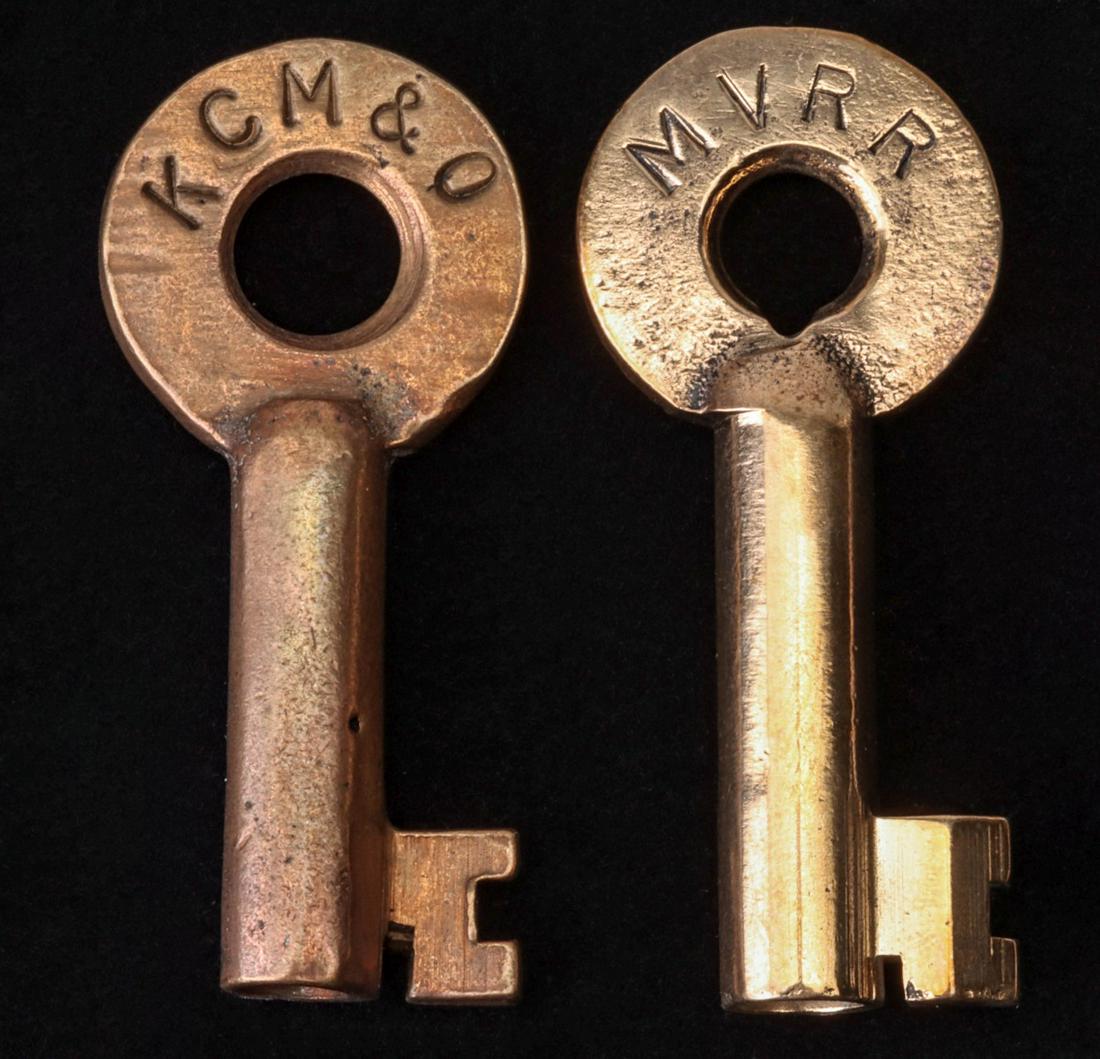 Kcm&o Railroad Brass Key With Mv Rr Railroad Brass Keys