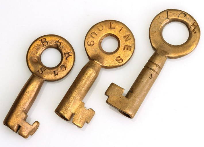 Three Tapered Barrel Railroad Switch Keys
