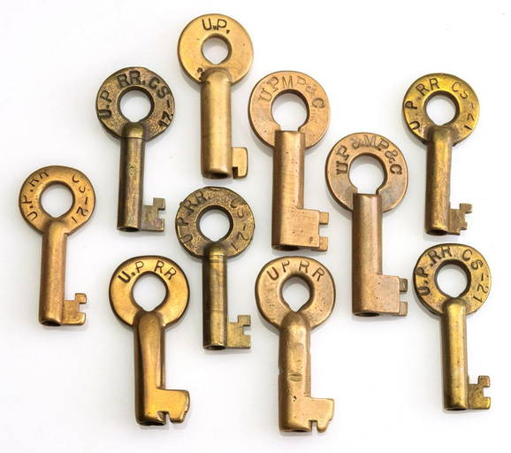Ten Union Pacific Railroad Switch Keys