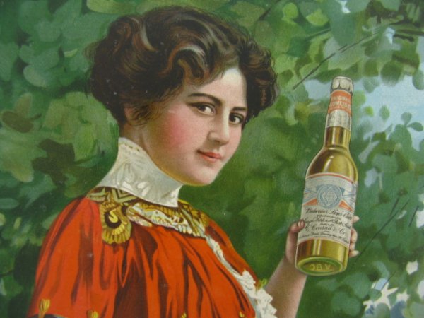 1907 ANHEUSER BUSCH BUDWEISER GIRL ADVERTISING POSTER