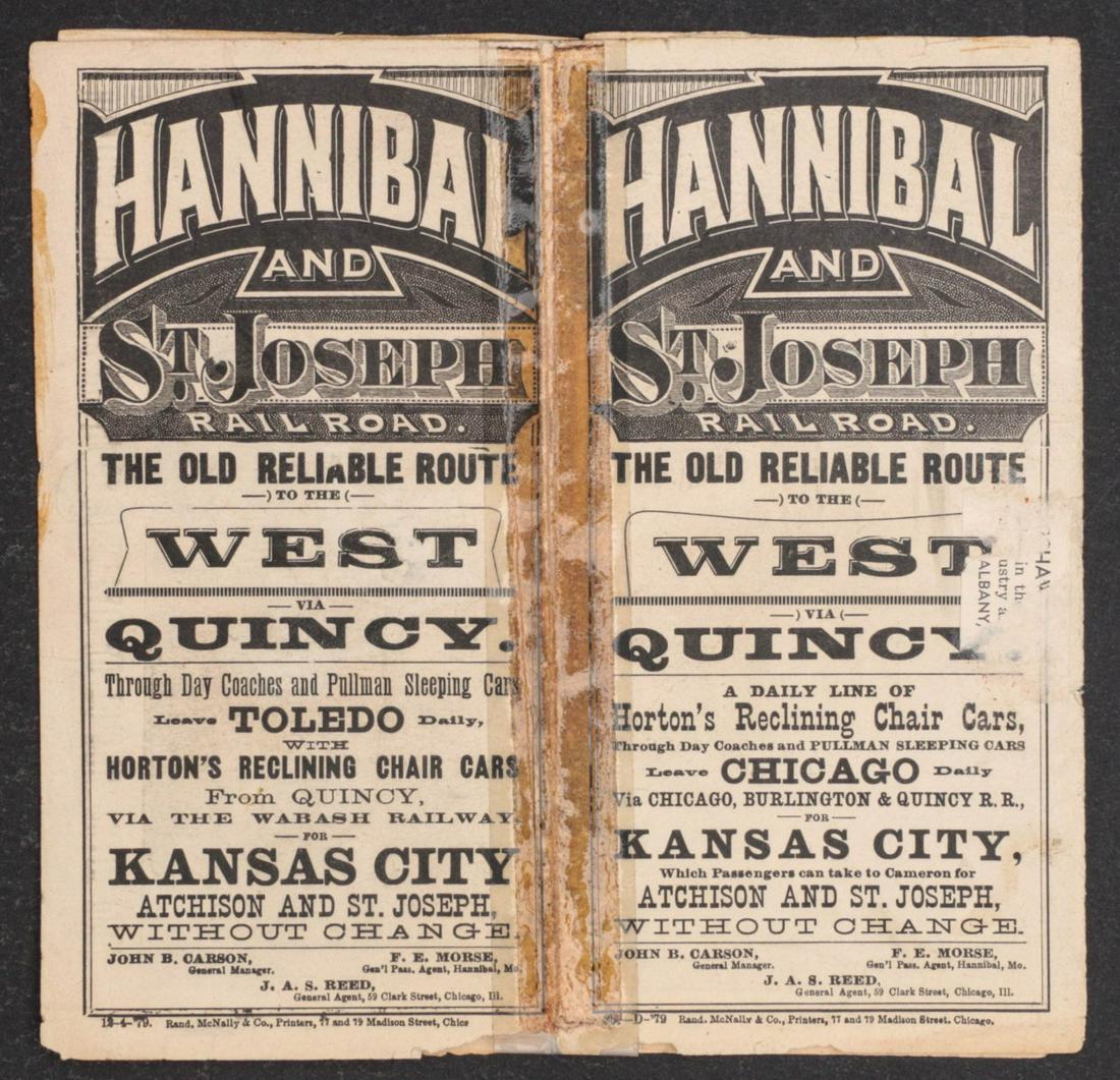Hannibal And St. Joseph Railroad Timetable For 1879