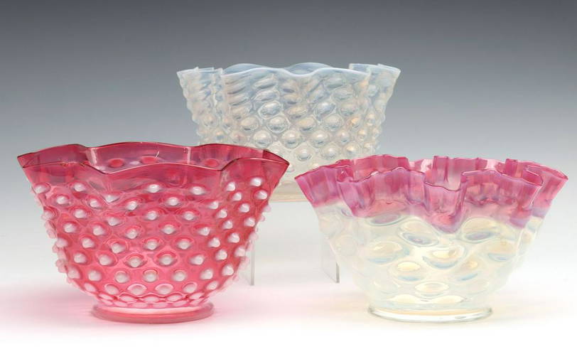 A Collection Of Victorian Art Glass Shades And Fonts