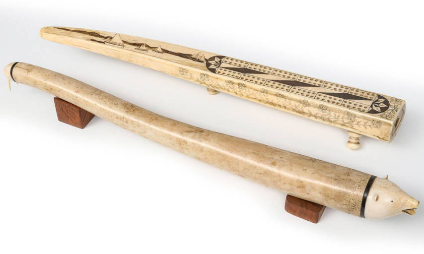 An Alaskan Eskimo Oosik Club And Eskimo Cribbage Board