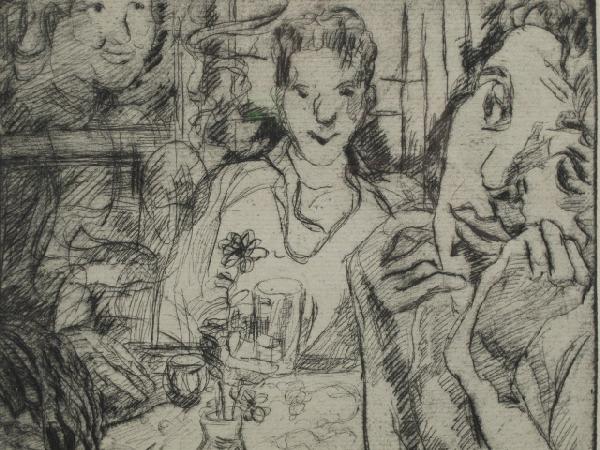 A PENCIL SIGNED ETCHING BY MARY HUNTOON (1896-1970)