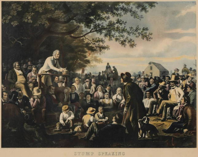 A Mid 20th C. Mechanical Print After G.c. Bingham