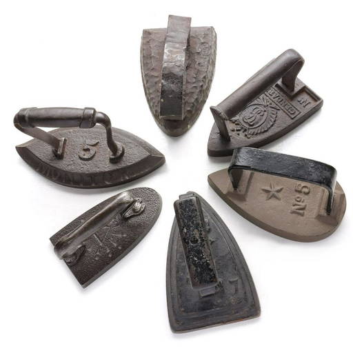 Six Unusual Antique Sad Irons