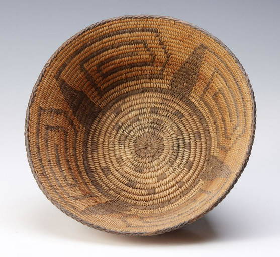 A Pima Indian Basket With Angular Spiral Pattern