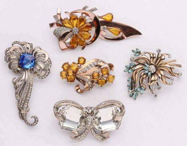 FIVE ELABORATE STERLING SILVER COSTUME JEWELRY PINS (#0099) on Dec 27 ...