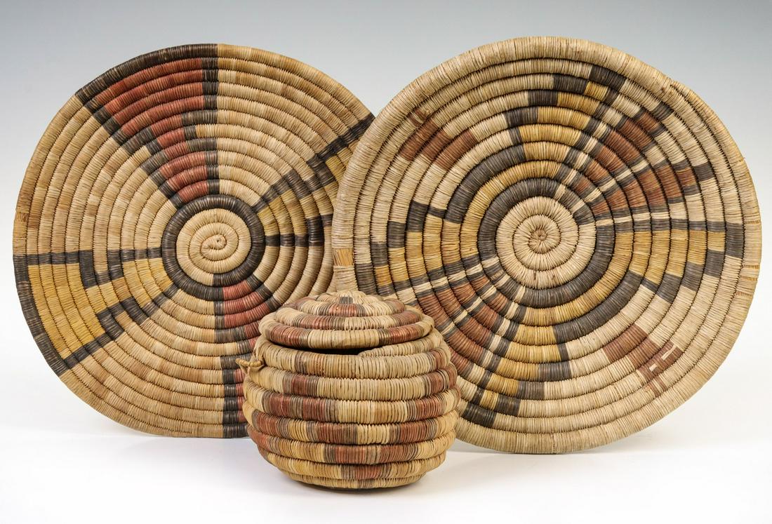 Three Examples Of Hopi Coiled Basketry - Apr 22, 2023 | Soulis Auctions ...