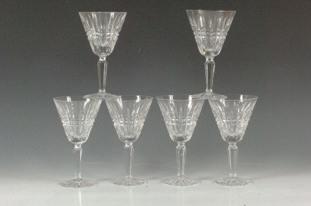 Six Waterford Cut Crystal Goblets