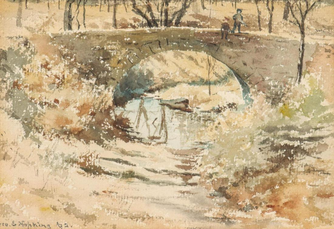George Hopkins (kansas Artist 1855 1924) Watercolor