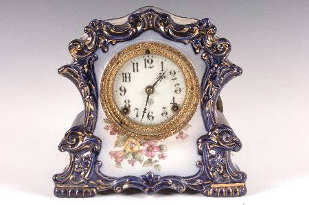 Ansonia 'vigor' Flow Blue China Case Clock