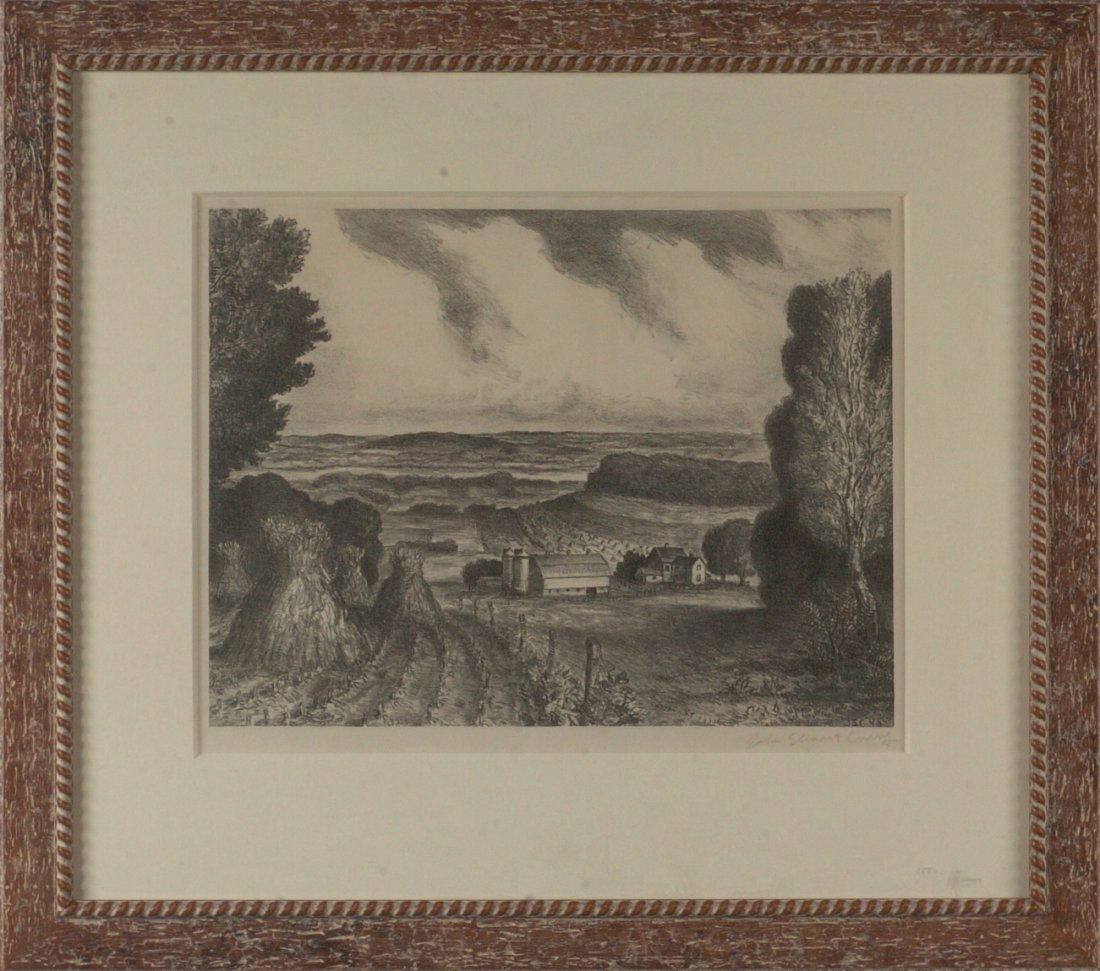 JOHN STUART CURRY (1897-1946) PENCIL SIGNED LITHOGRAPH