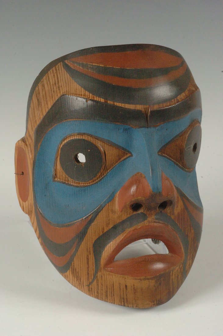 NORTHWEST COAST CARVED SPRUCE KWAKIUTL MASK